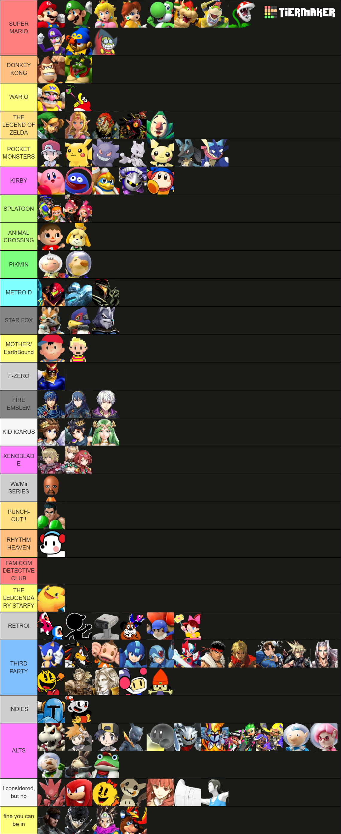 Super Smash Bros. Roster Builder (769 Characters) Tier List (Community ...