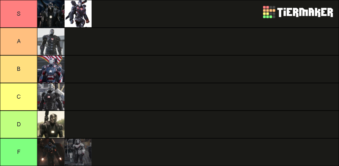 War Machine armors (live action) Tier List (Community Rankings) - TierMaker