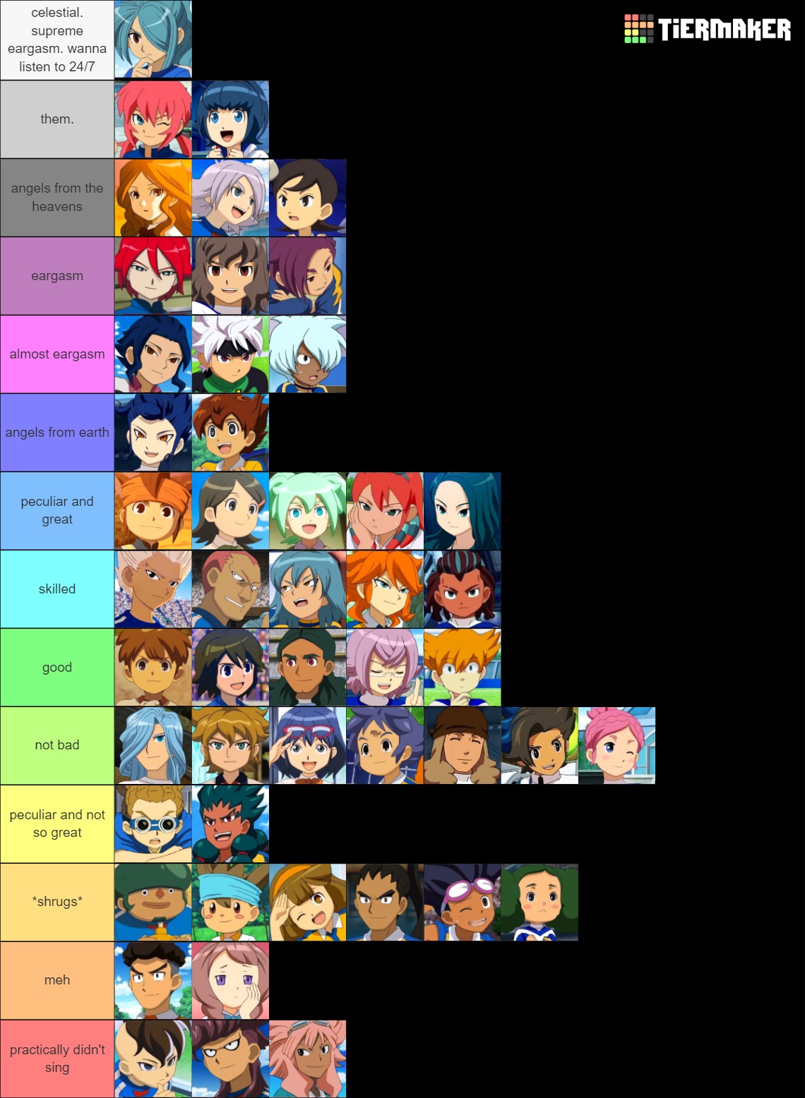 inazuma eleven singers Tier List (Community Rankings) - TierMaker