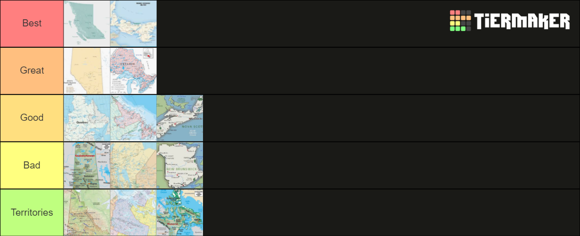 Canada Provinces and Territories Tier List (Community Rankings) - TierMaker