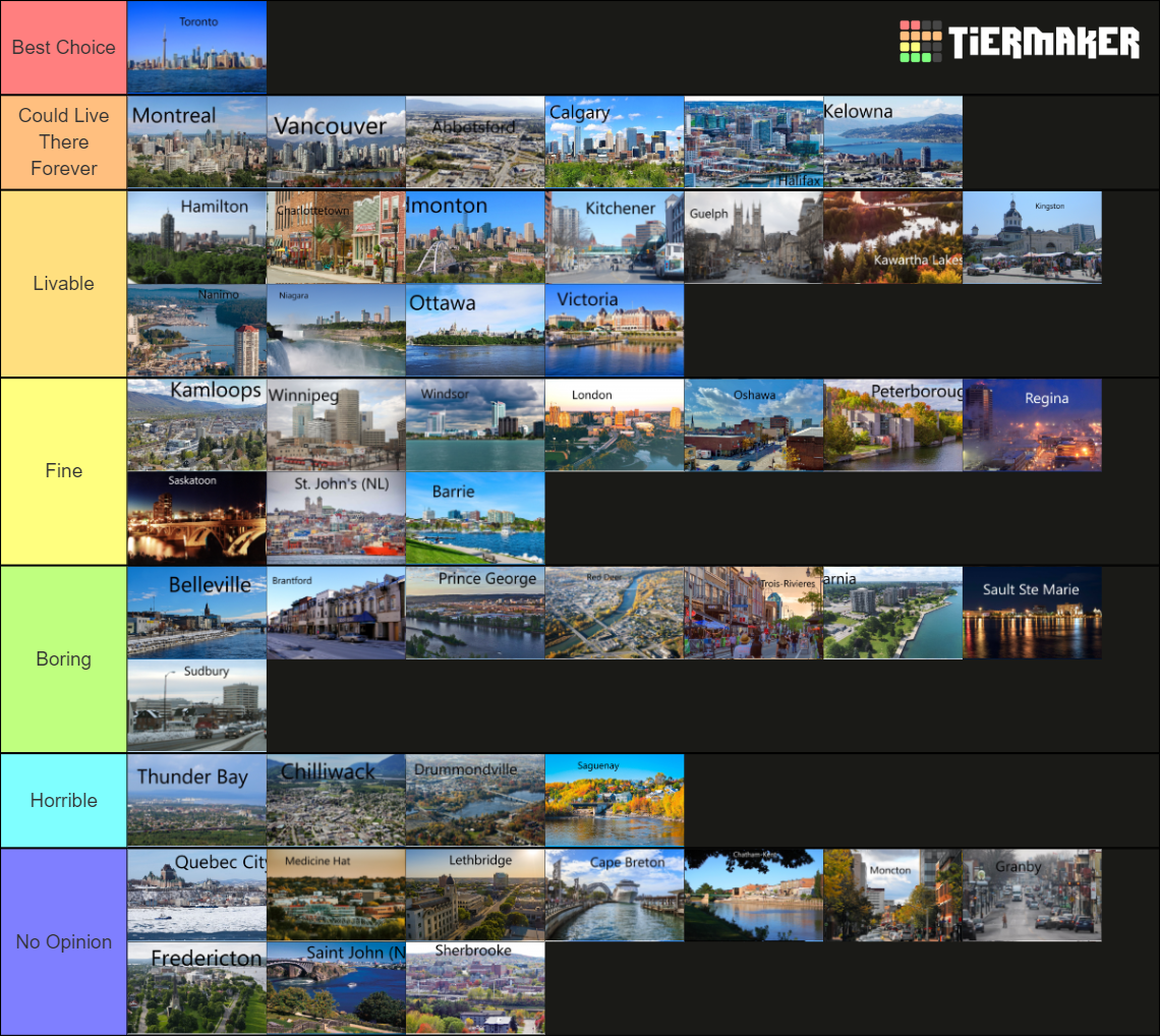 Canadian cities with 75k+ population Tier List (Community Rankings ...