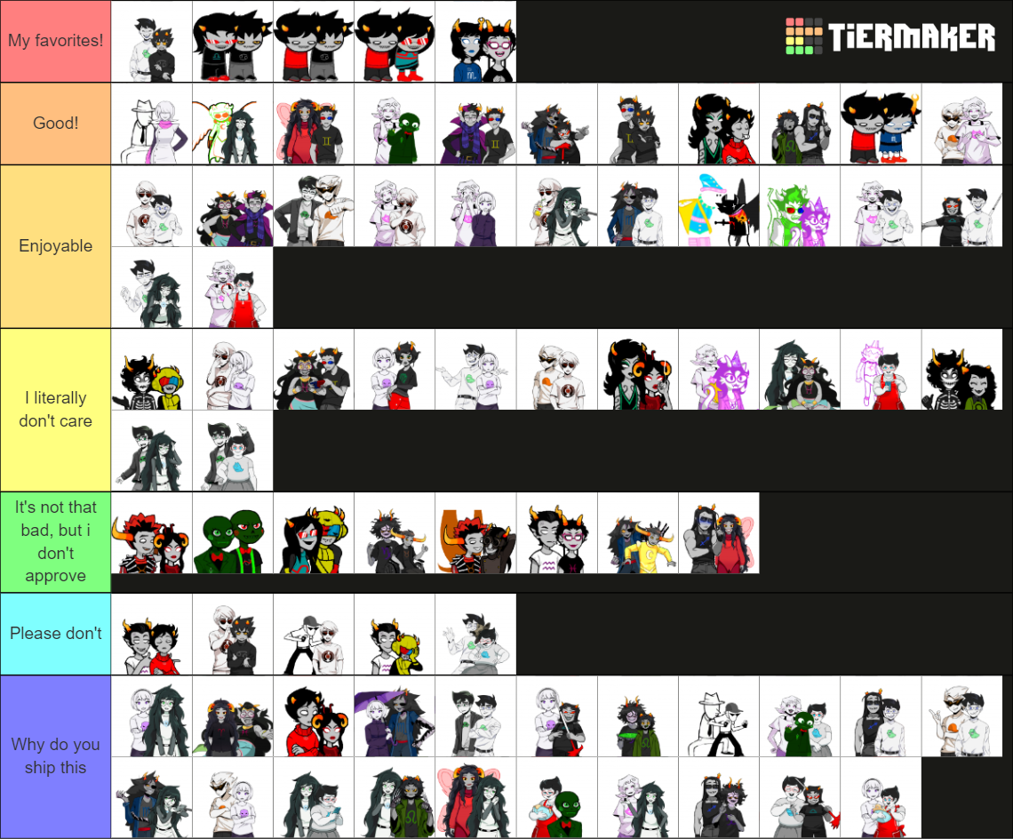 Homestuck ships Tier List (Community Rankings) - TierMaker