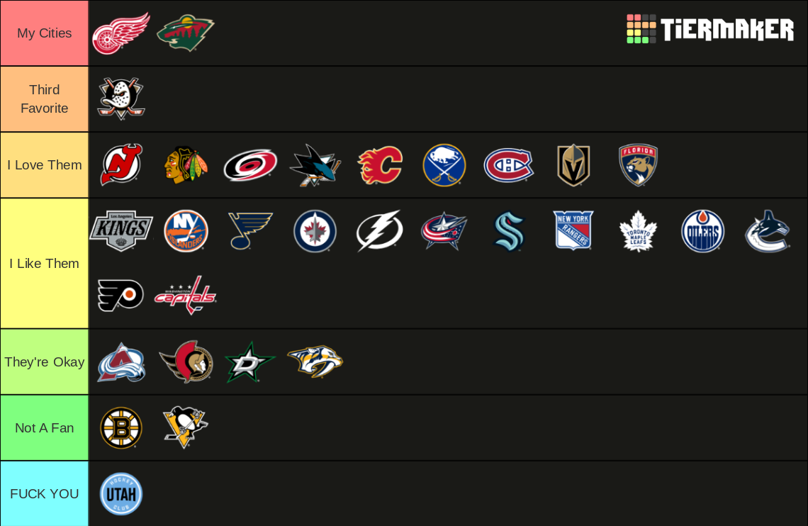 NHL Teams (2024-2025) Tier List (Community Rankings) - TierMaker