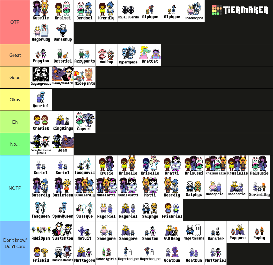 Undertale & Deltarune Ship Tierlist (with labels) Tier List (Community ...
