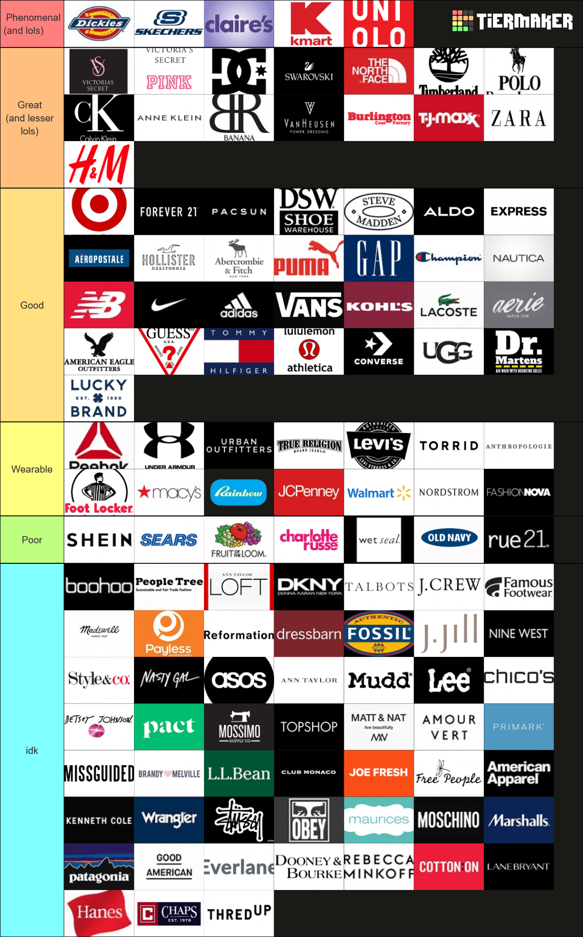 100+ Clothing Brands, Labels, Retailers Tier List (Community Rankings ...