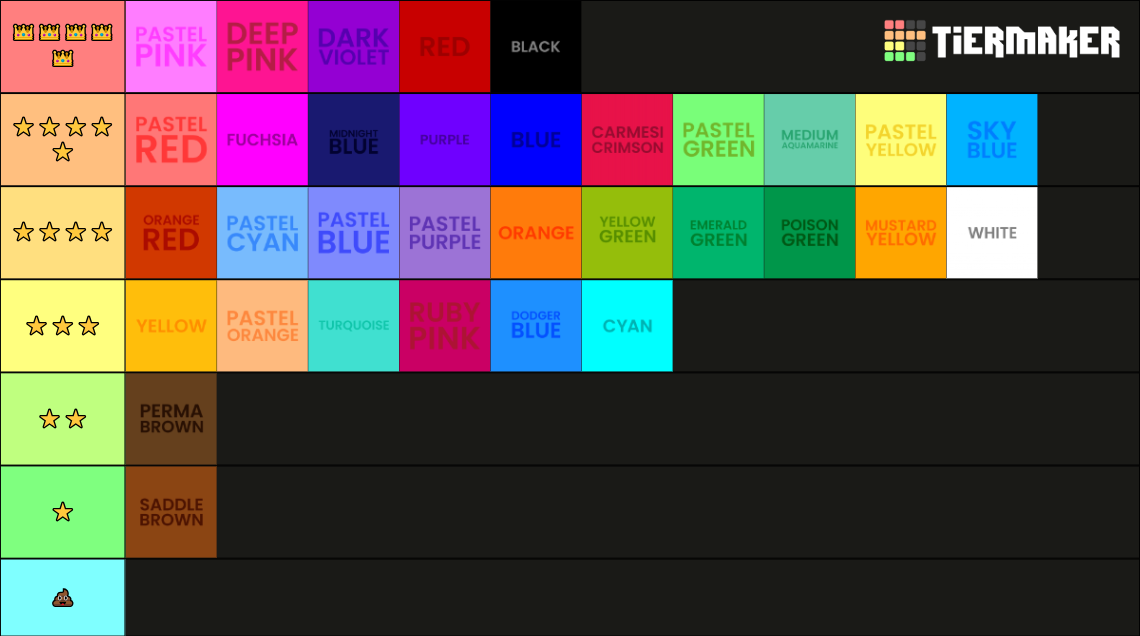 Ultimate Color Tier List (Community Rankings) - TierMaker