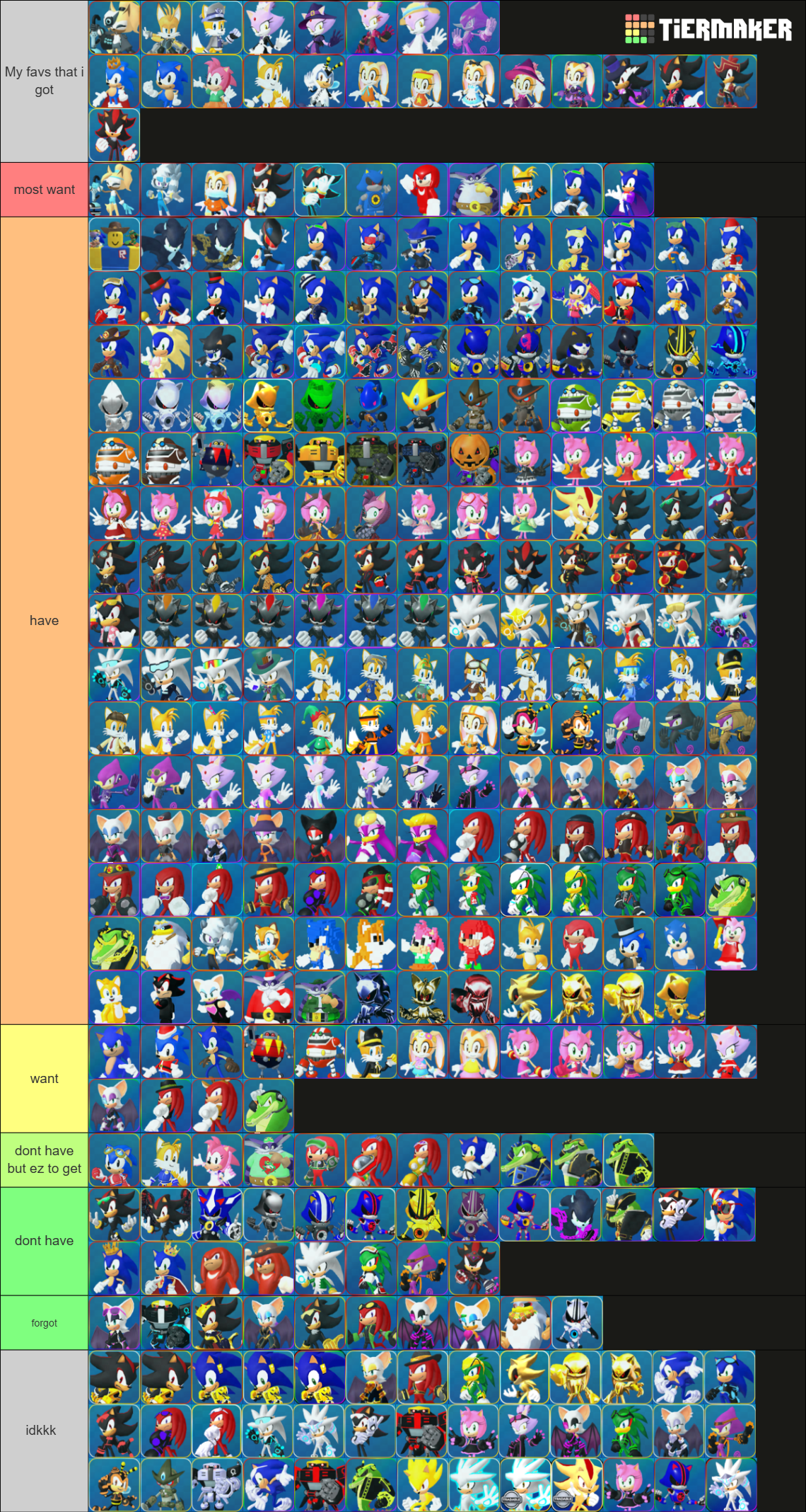 [Abandoned Oct 2025] Sonic Speed Sim Skins Release Order Tier List ...