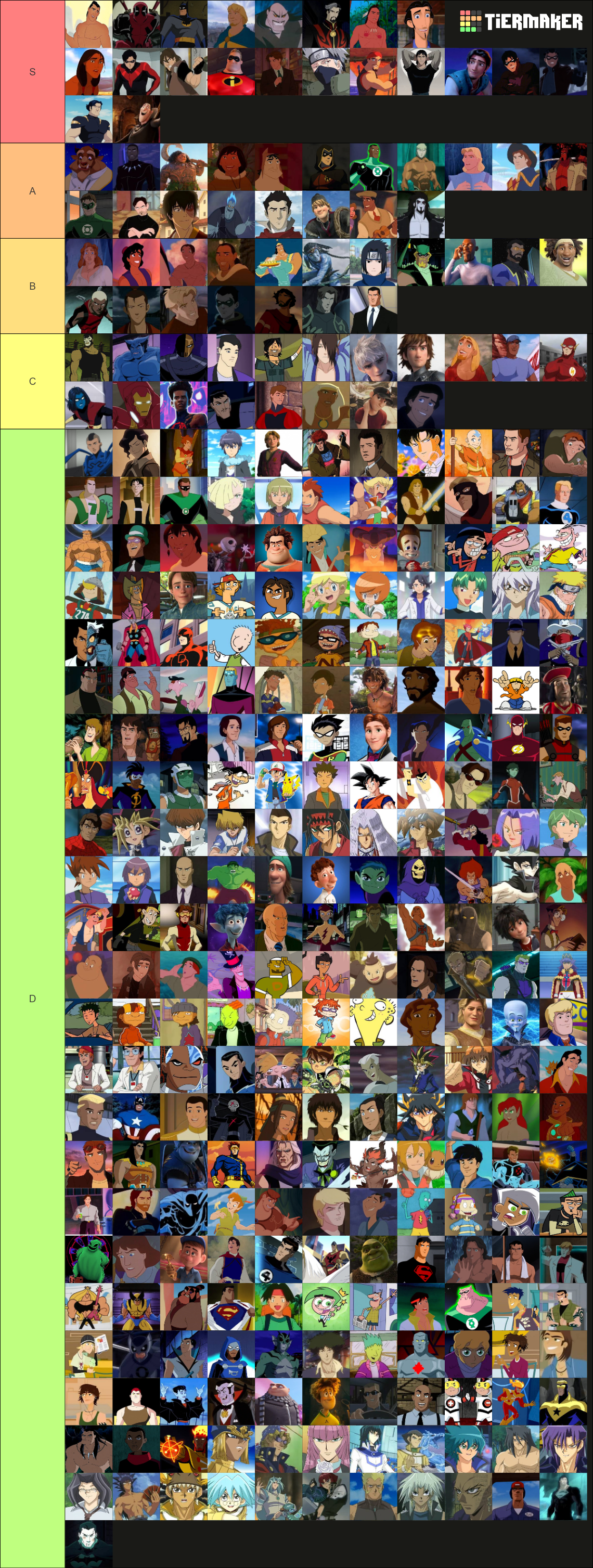 Hottest Animated Male Characters Tier List (Community Rankings) - TierMaker
