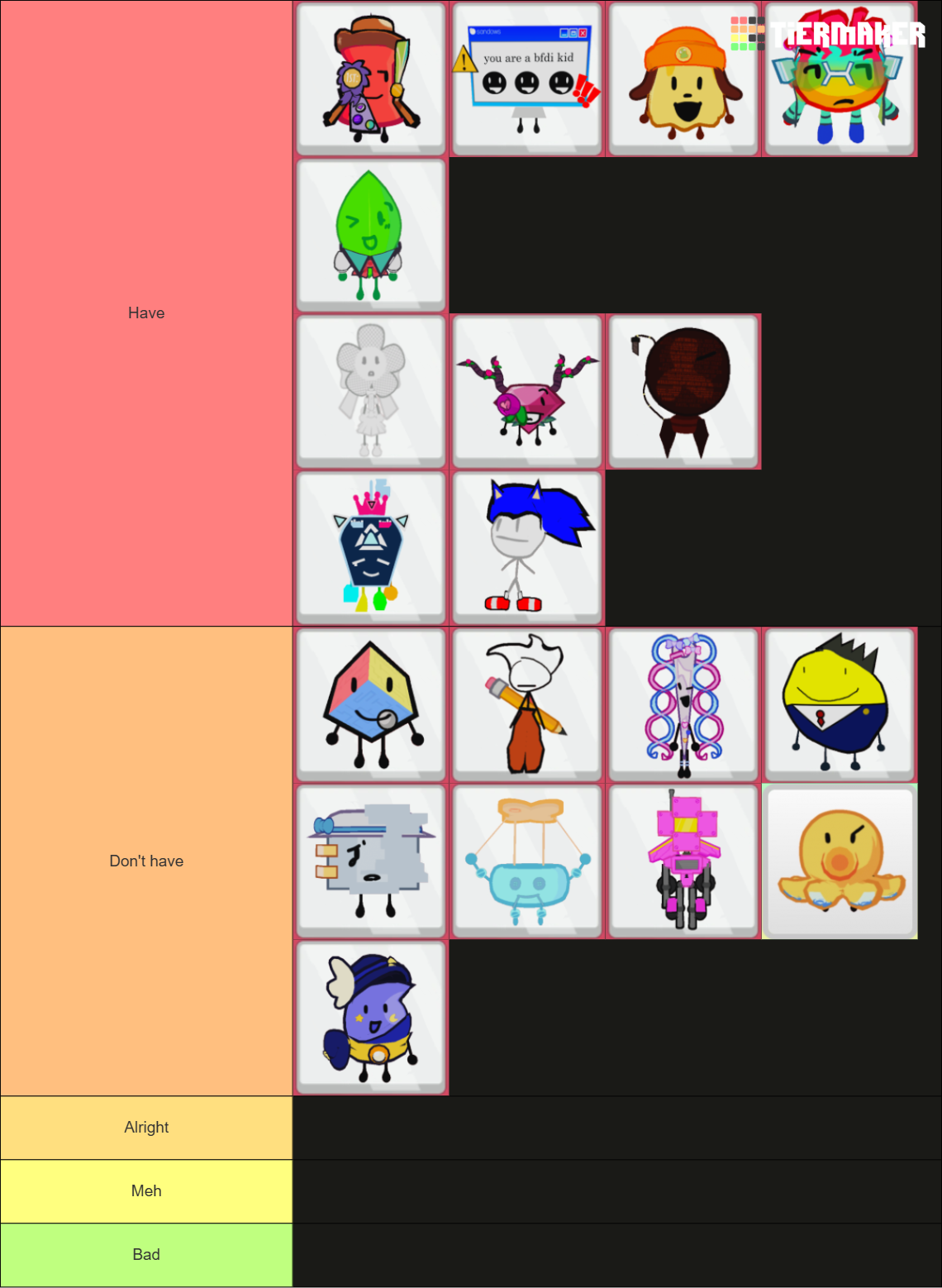 BFDIA ROBLOX SKINS Tier List (Community Rankings) - TierMaker
