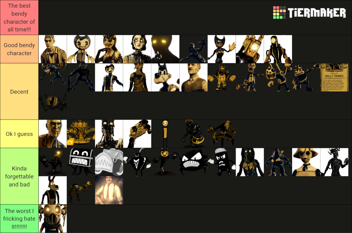 All of the bendy characters ranking Tier List (Community Rankings ...