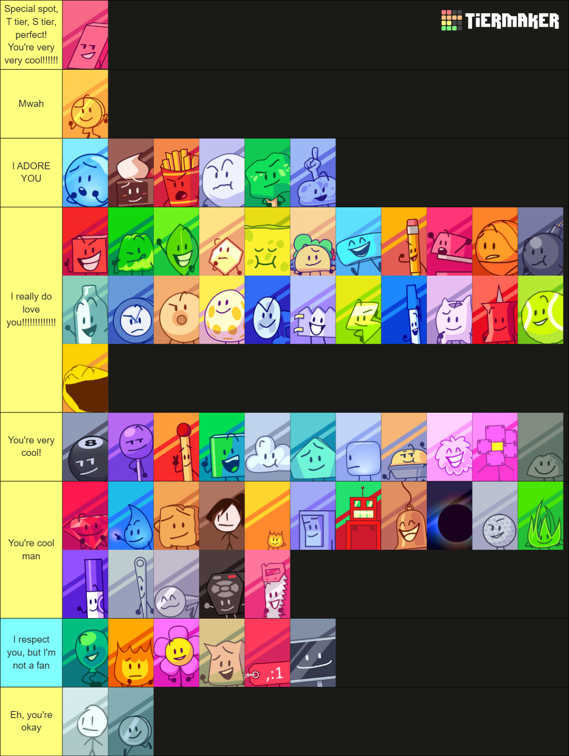 BFDI Ultimate! Tier List (Community Rankings) - TierMaker