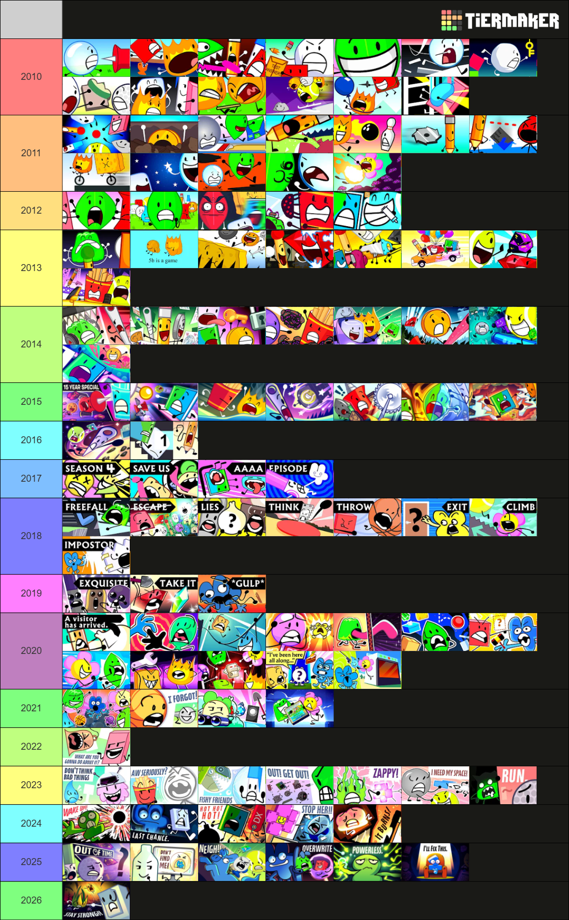BFDI Episodes (As of BFDIA 24) Tier List (Community Rankings) - TierMaker