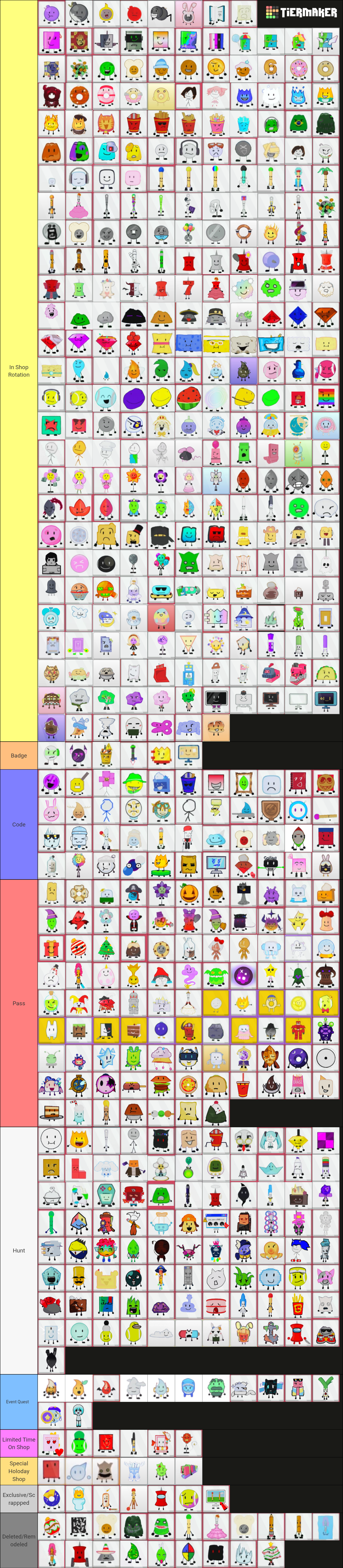 BFDIA ROBLOX SKINS Tier List (Community Rankings) - TierMaker