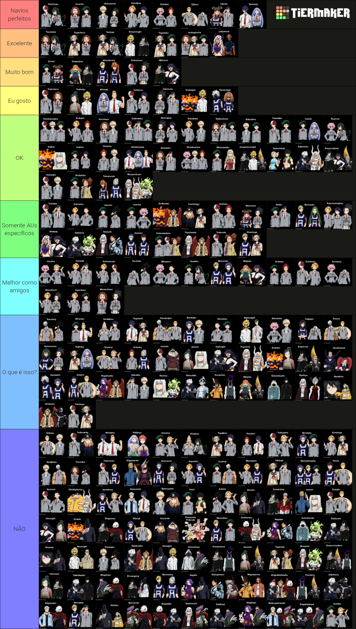 MHA Ships — WITH RAREPAIRS Tier List (Community Rankings) - TierMaker