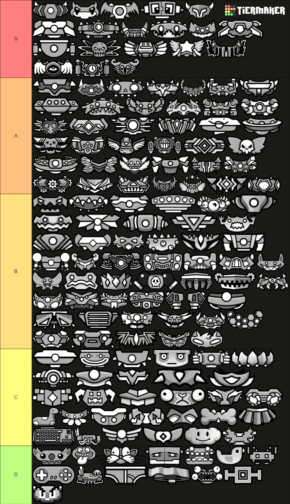 Geometry Dash 2.2.0.4 all icons Tier List (Community Rankings) - TierMaker