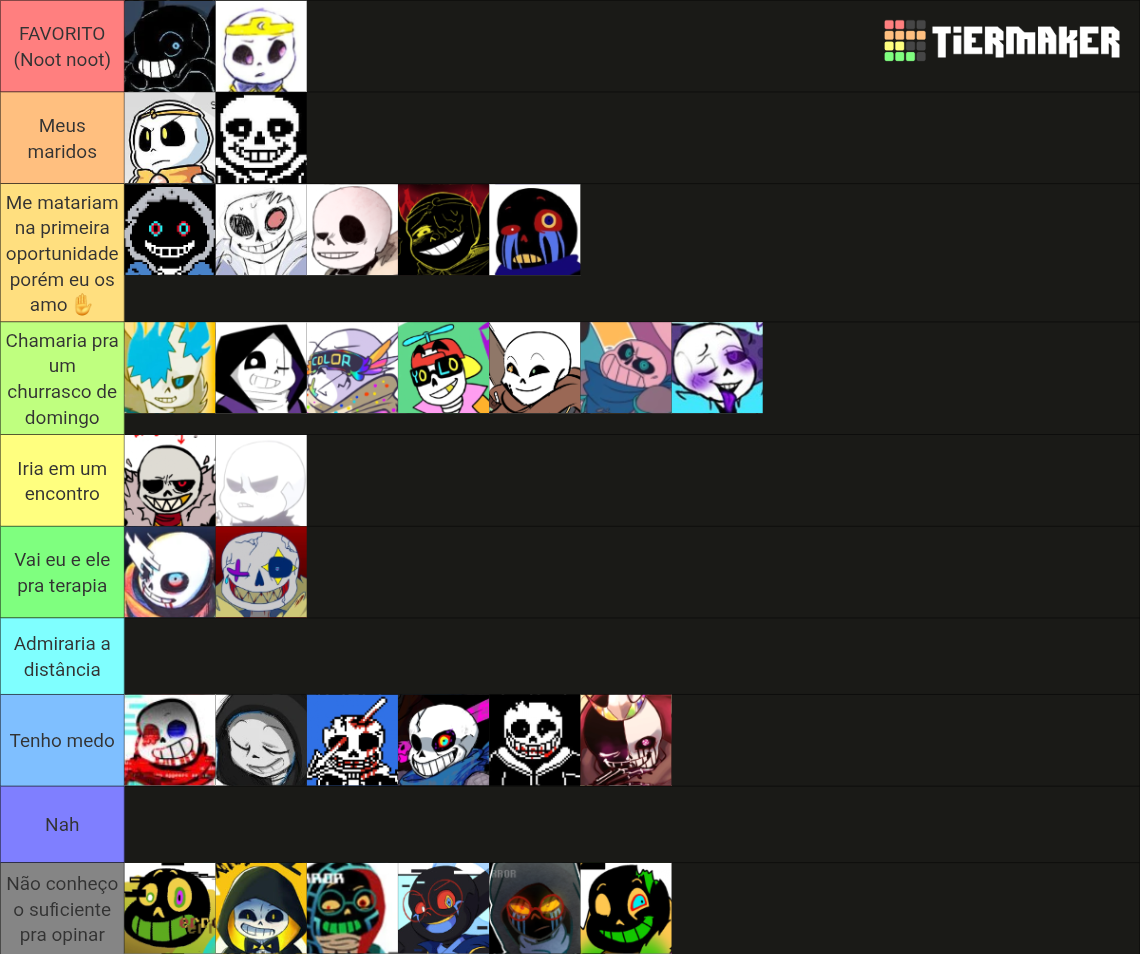 Sans AUs Tier List (Community Rankings) - TierMaker