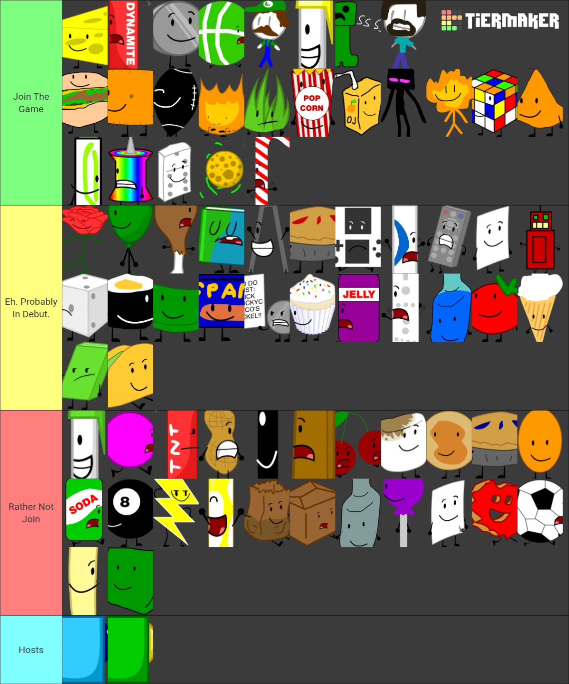 All BFDI Recommended Characters Tier List (Community Rankings) - TierMaker