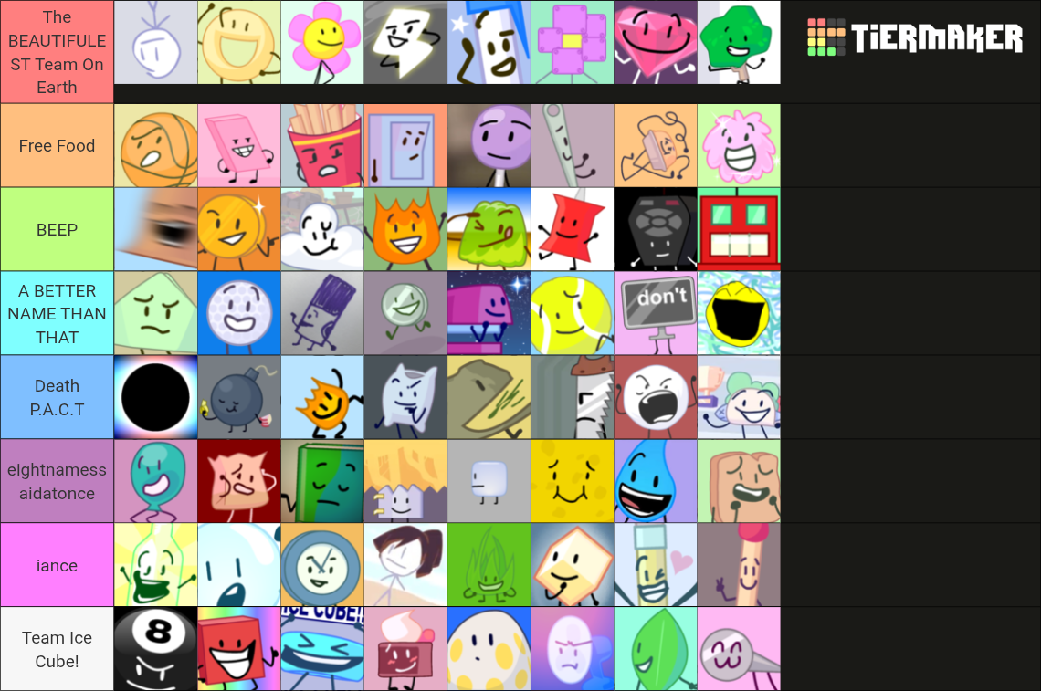 All 64 BFB Characters Tier List (Community Rankings) - TierMaker