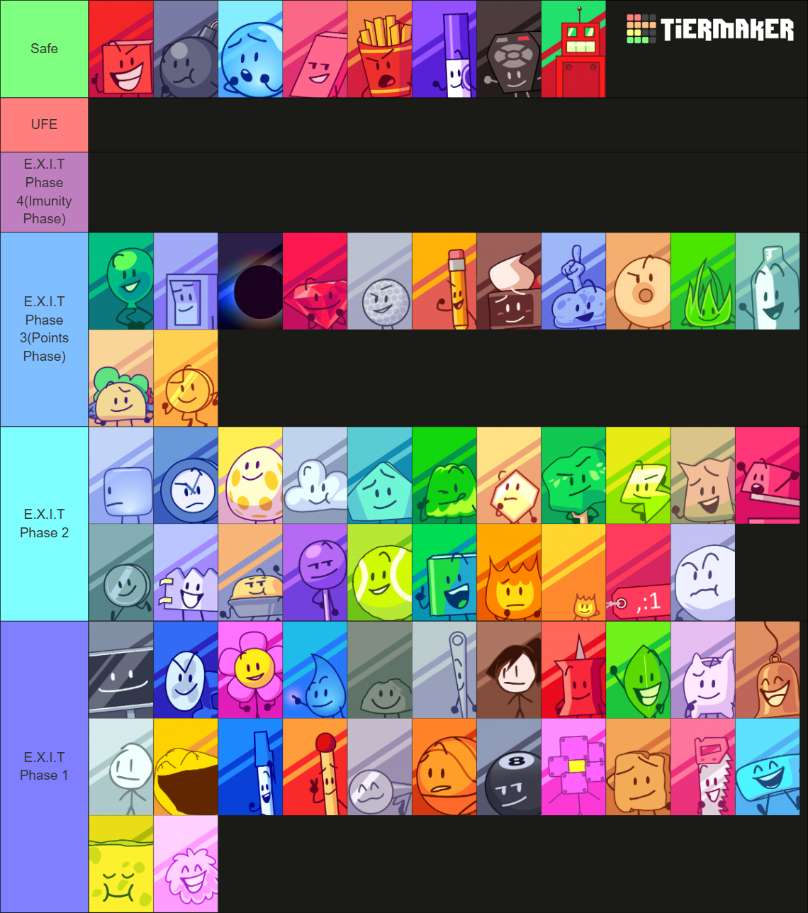 BFDI Ultimate! Tier List (Community Rankings) - TierMaker