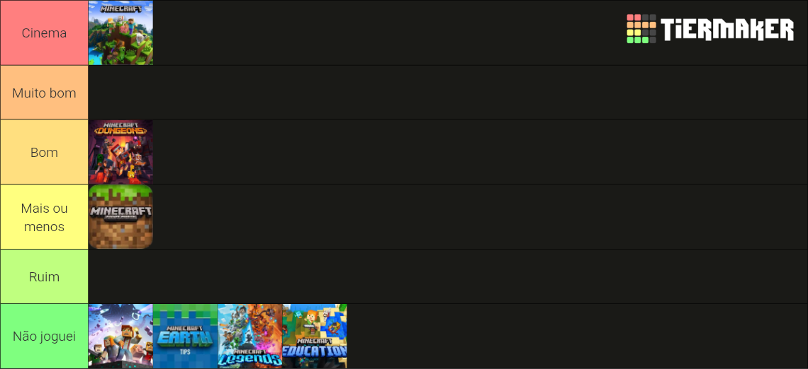 Jogos de Minecraft Tier List (Community Rankings) - TierMaker