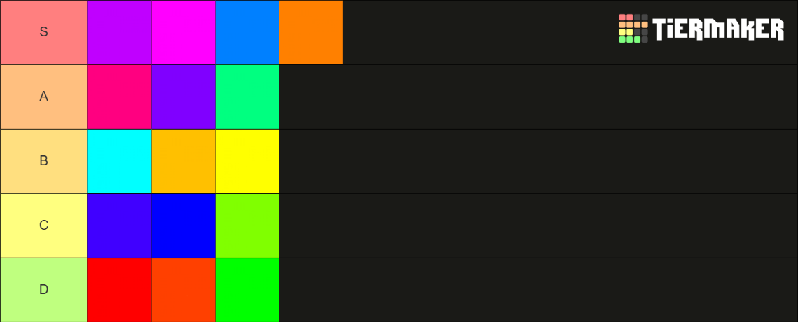 16 Colors of the Main RGB Hue . Tier List (Community Rankings) - TierMaker