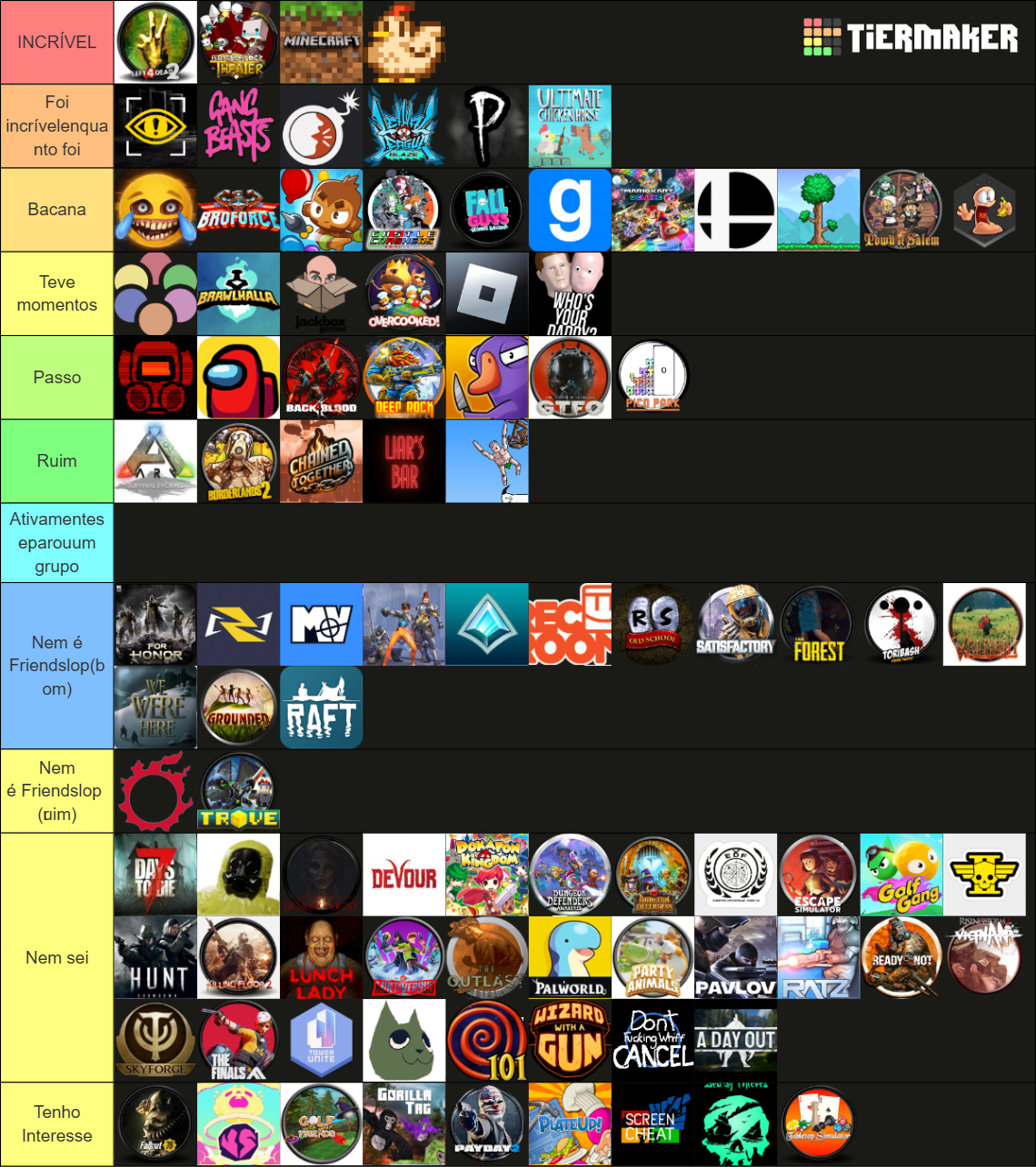 Friendslop Multiplayer Games Tier List (Community Rankings) - TierMaker