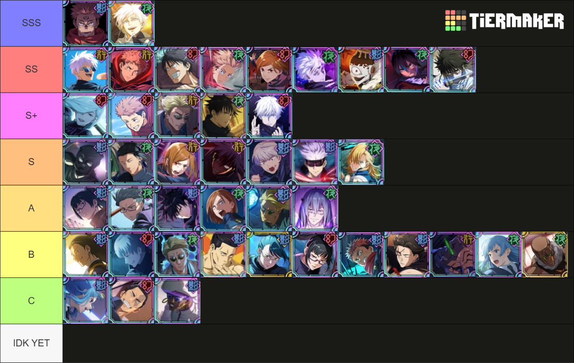 JJK Phantom Parade JP Character (October 2025) Tier List (Community Rankings) - TierMaker