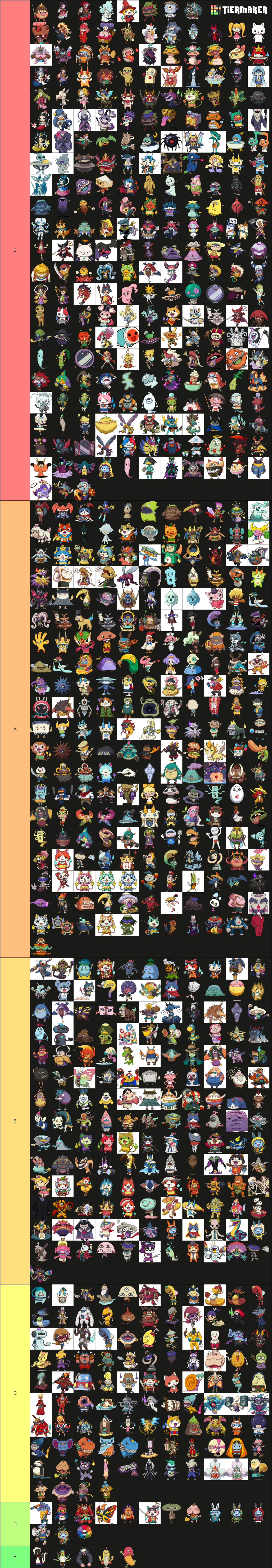 Every Yokai In Yokai Watch 3 Tier List (Community Rankings) - TierMaker