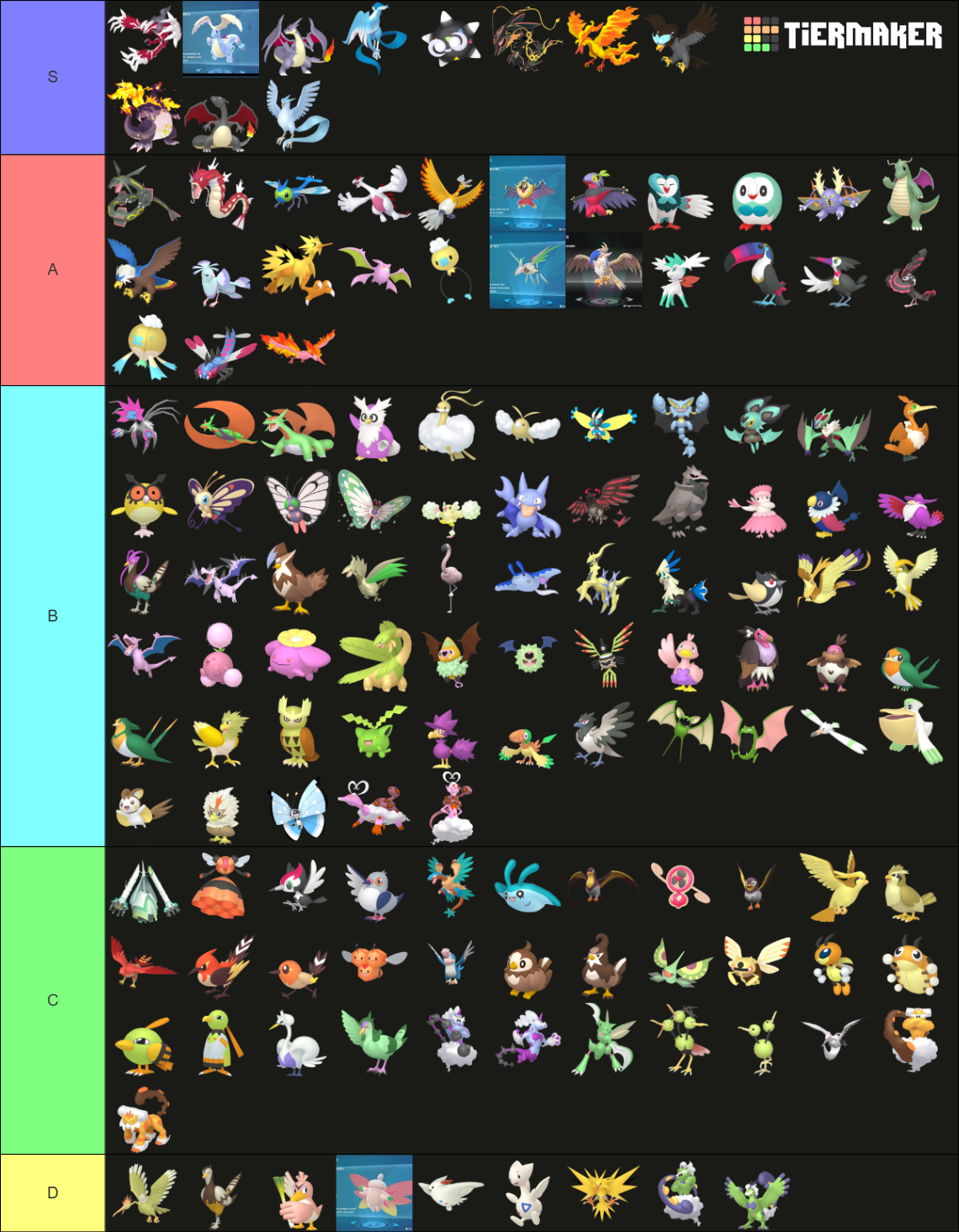 All Shiny Flying Type Pokemon (Gen 1-Gen 9, May 2023) Tier List ...