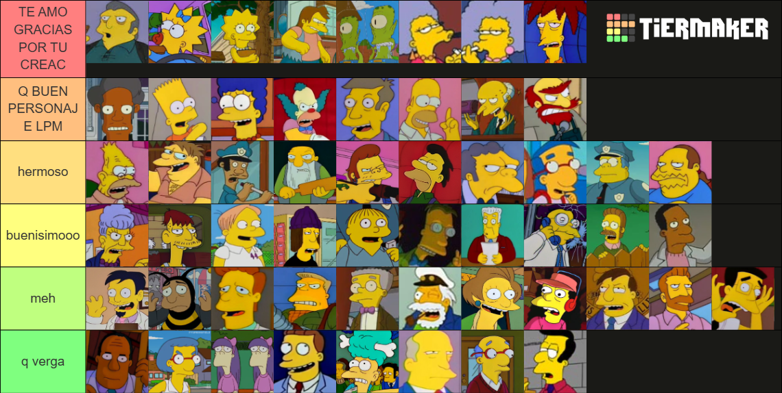 The Simpsons characters Tier List (Community Rankings) - TierMaker