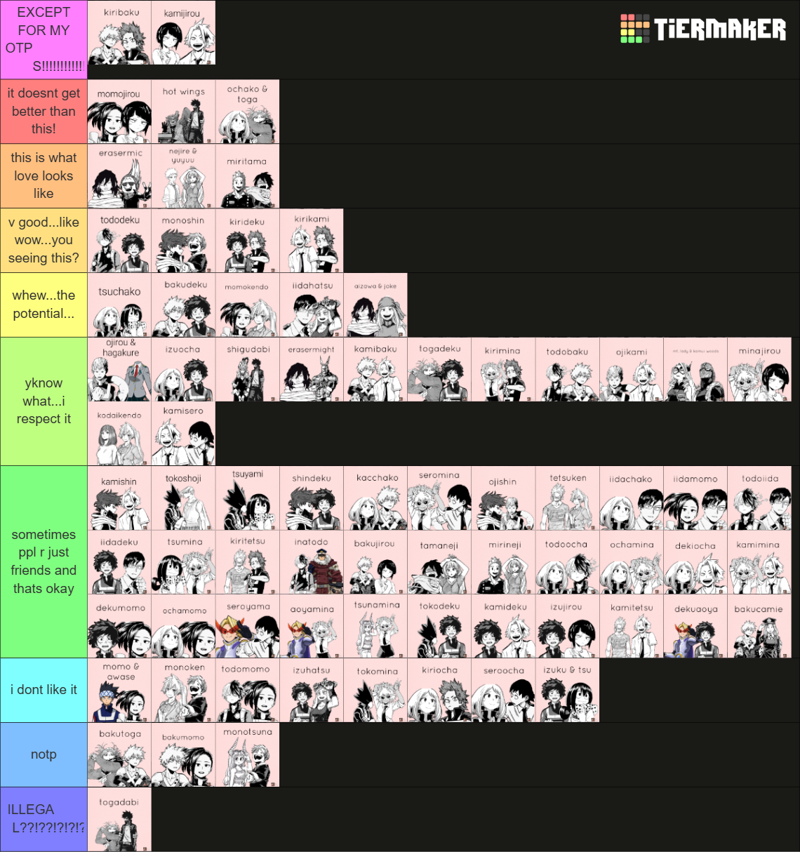 MY HERO ACADEMIA SHIPS Tier List (Community Rankings) - TierMaker
