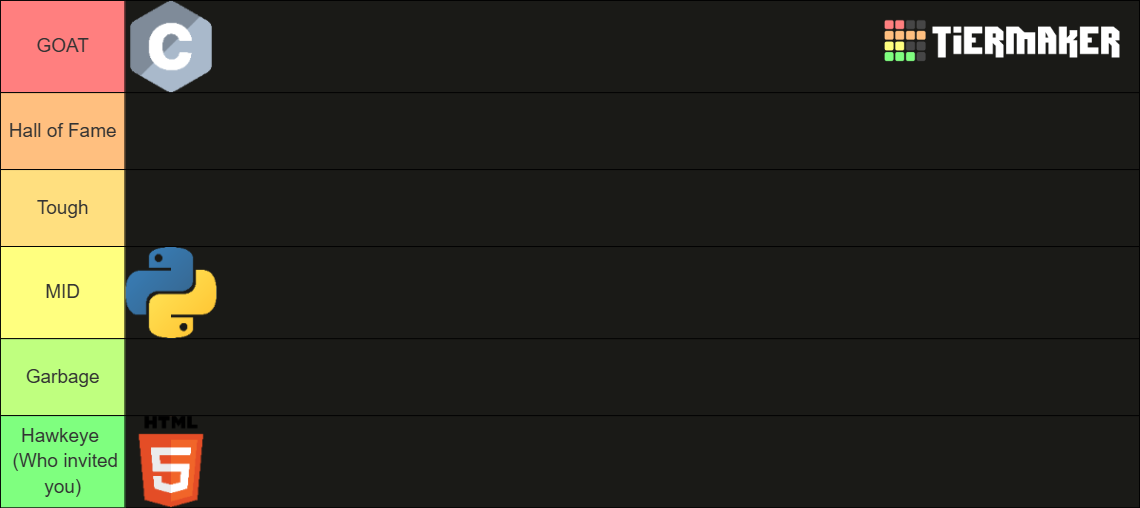 Programming Languages Tier List (Community Rankings) - TierMaker