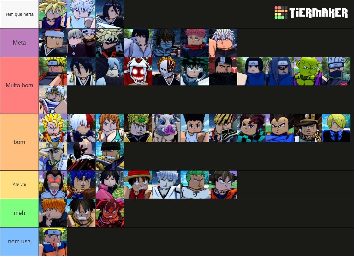 Shonen Unleashed Characters Tier List (Community Rankings) - TierMaker