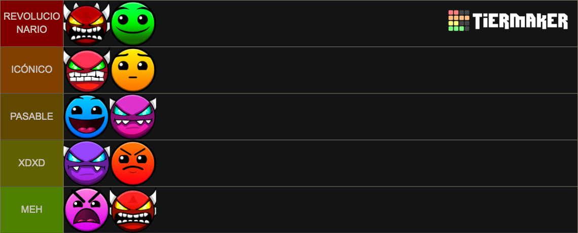 Geometry Dash Difficulty faces Tier List (Community Rankings) - TierMaker