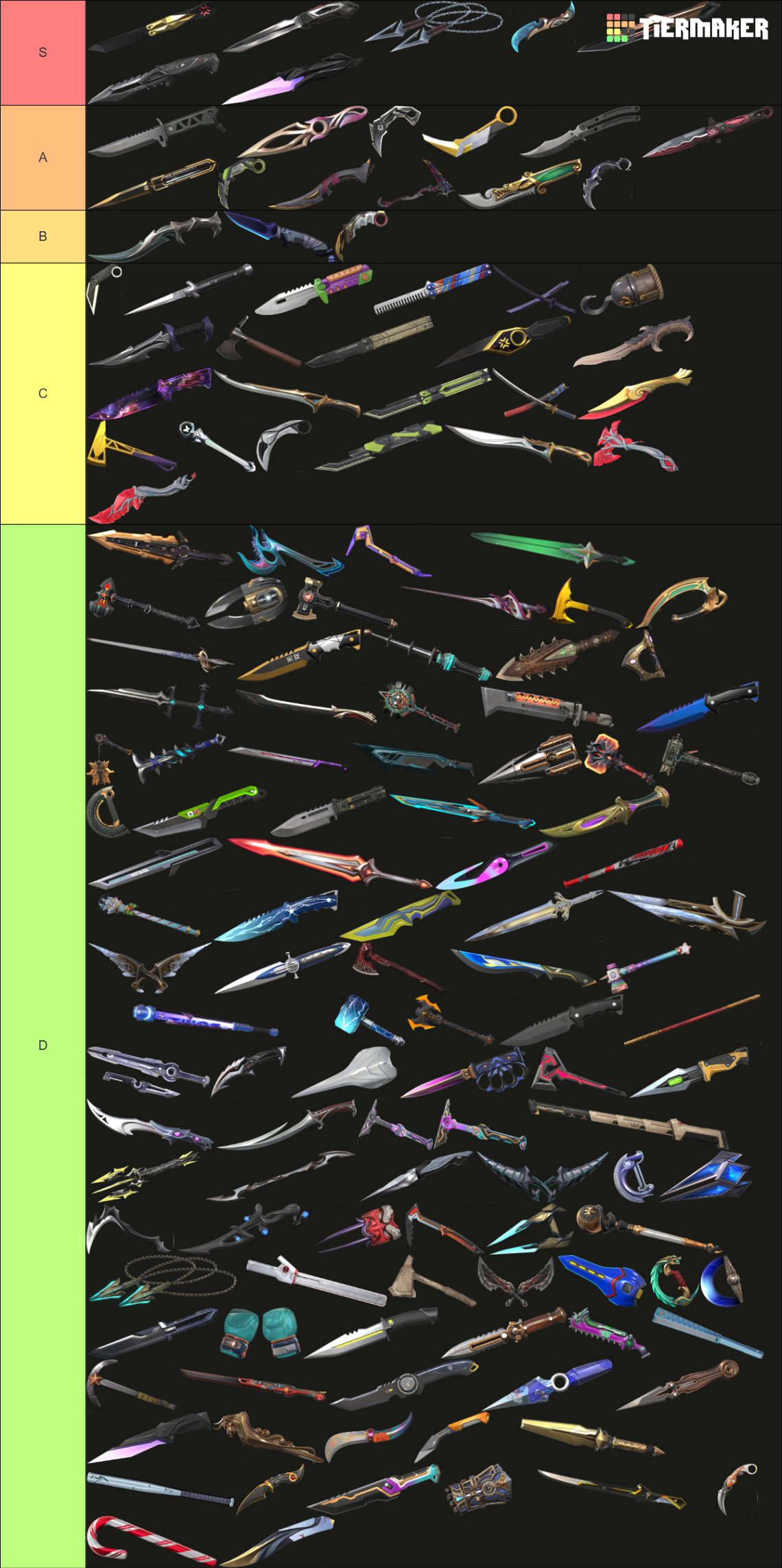 Valorant Melee / Knife Skins (September 2025) Tier List (Community ...