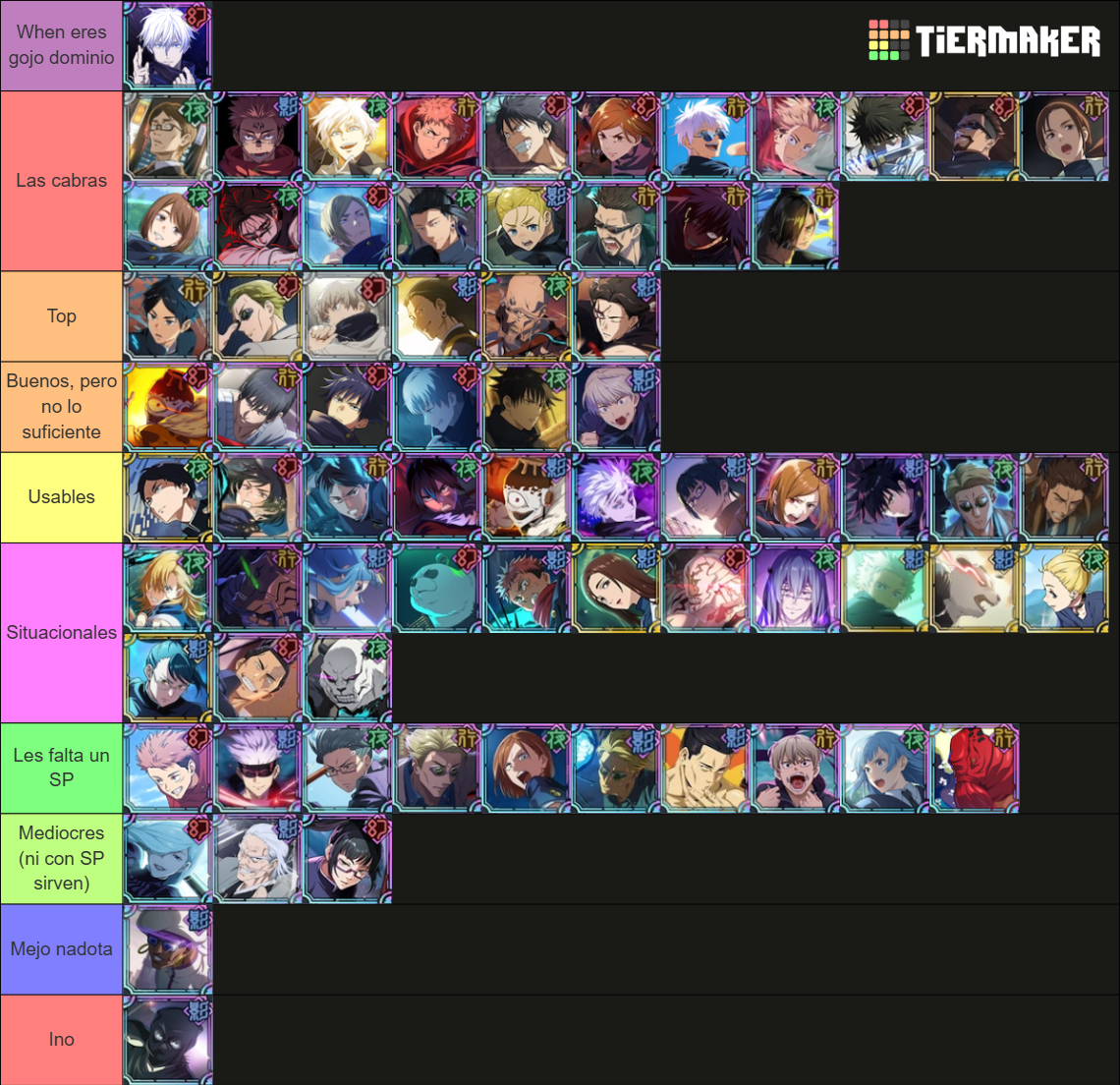 JJK Phantom Parade JP Character (October 2025) Tier List (Community Rankings) - TierMaker