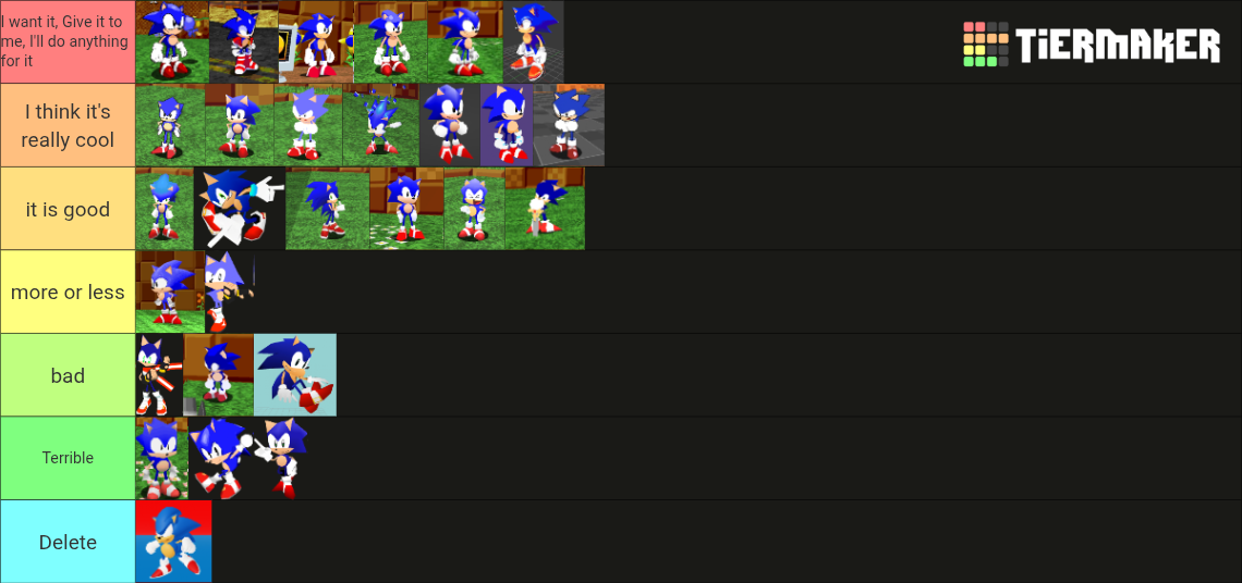 SRB2 Sonic models Tier List (Community Rankings) - TierMaker