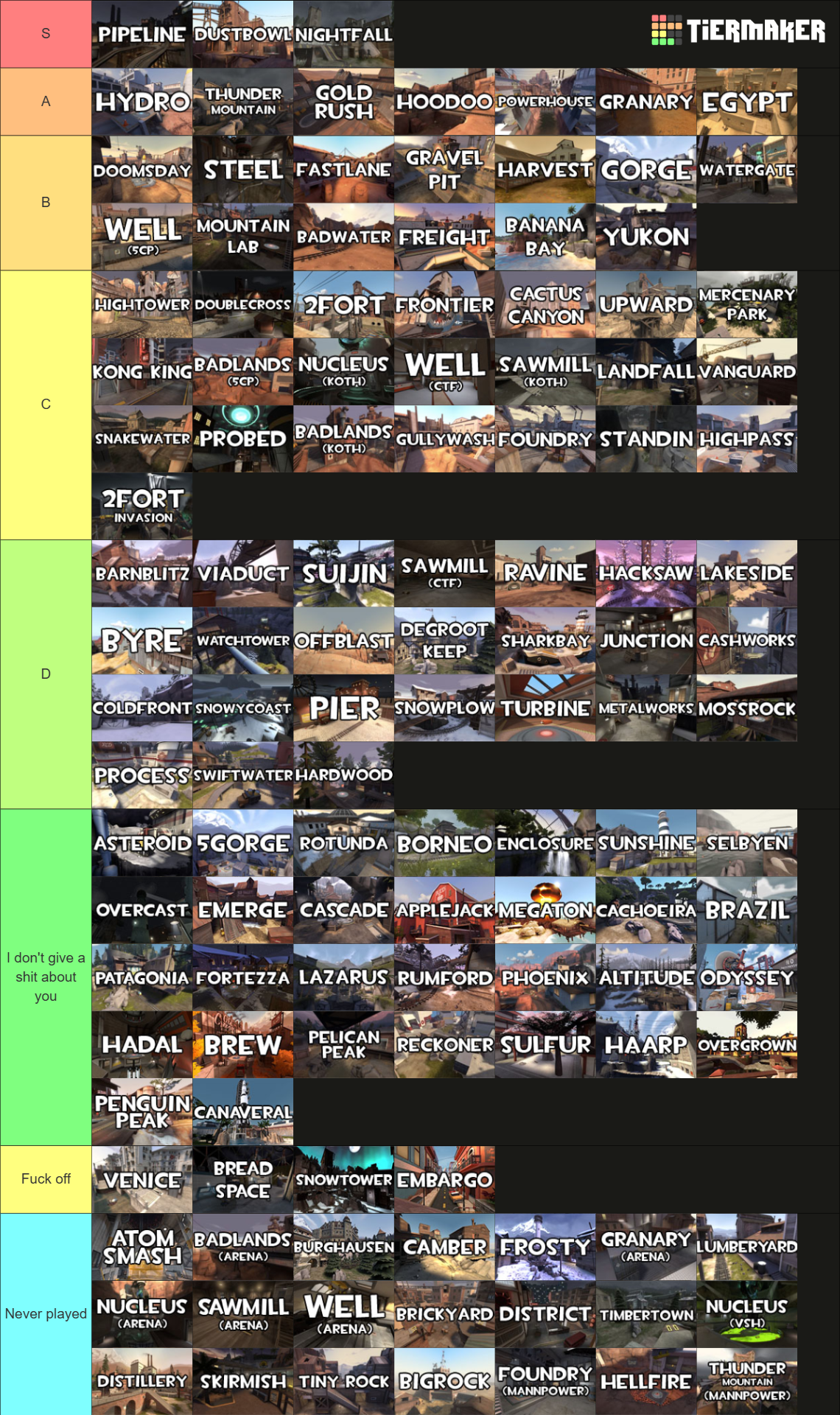 All TF2 Maps (2025) Tier List (Community Rankings) - TierMaker