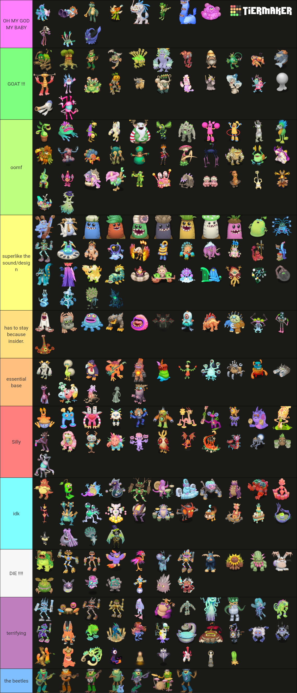 My Singing Monsters: Ultimate Tierlist of Every Monster 2025 Tier List ...