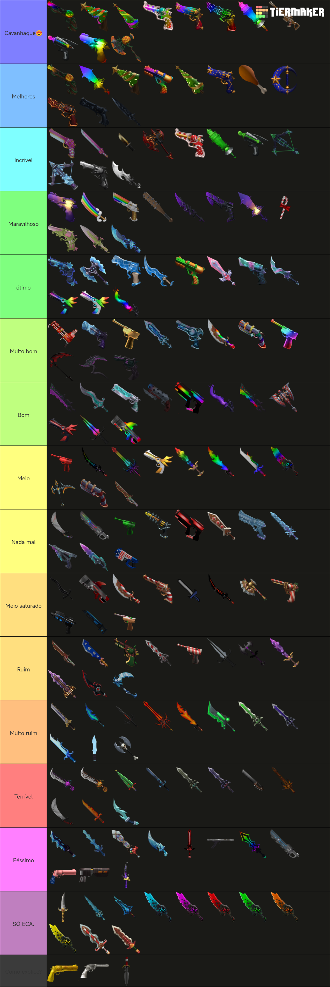 (MM2) Murder Mystery 2 Weapons Tier List (Community Rankings) - TierMaker