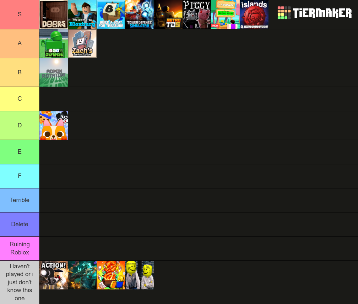 Roblox Games Tier List (Community Rankings) - TierMaker