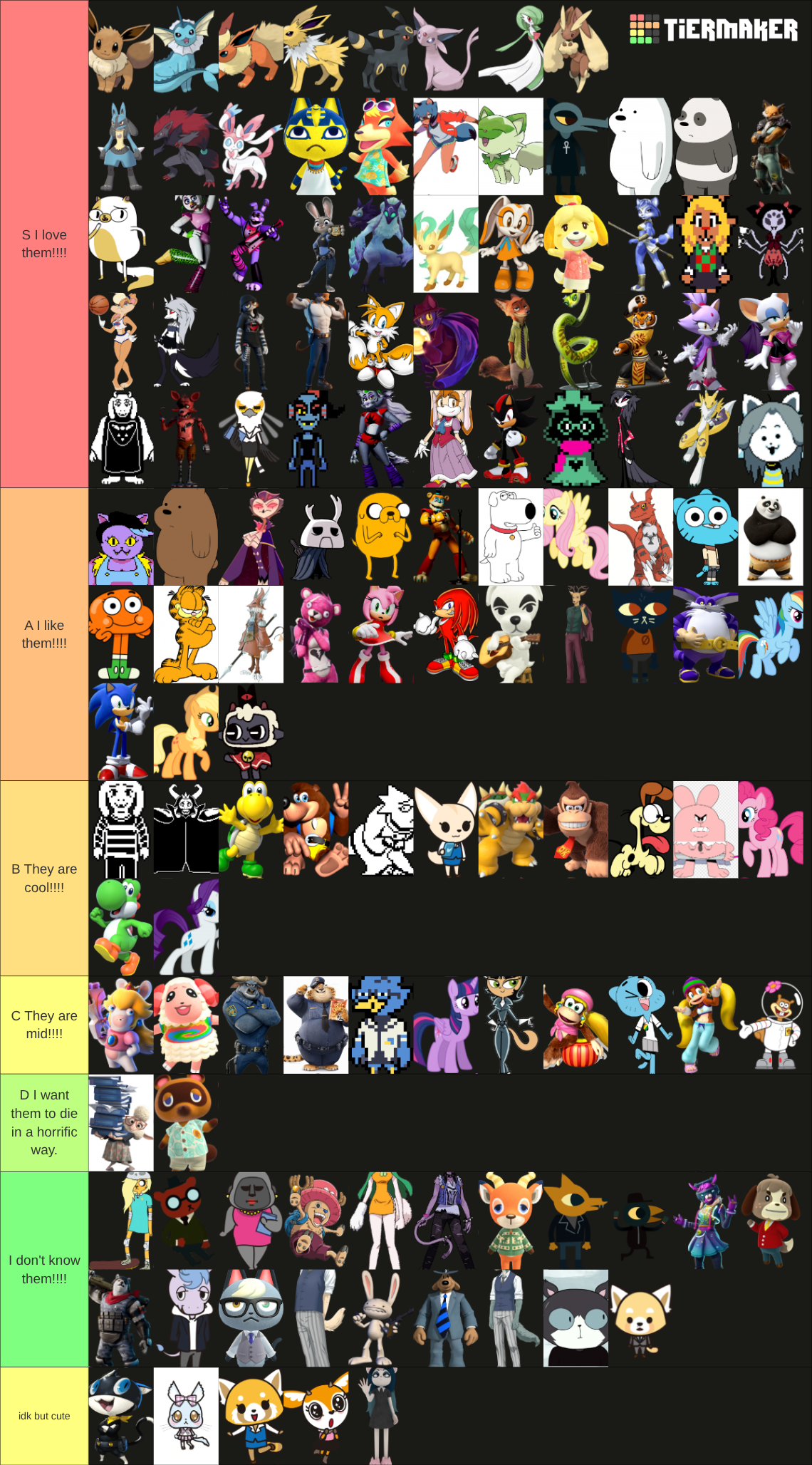 Furry Characters Tier List (Community Rankings) - TierMaker