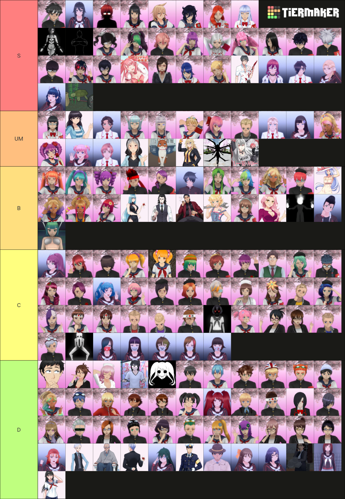 Yandere Simulator Characters Tier List (Community Rankings) - TierMaker
