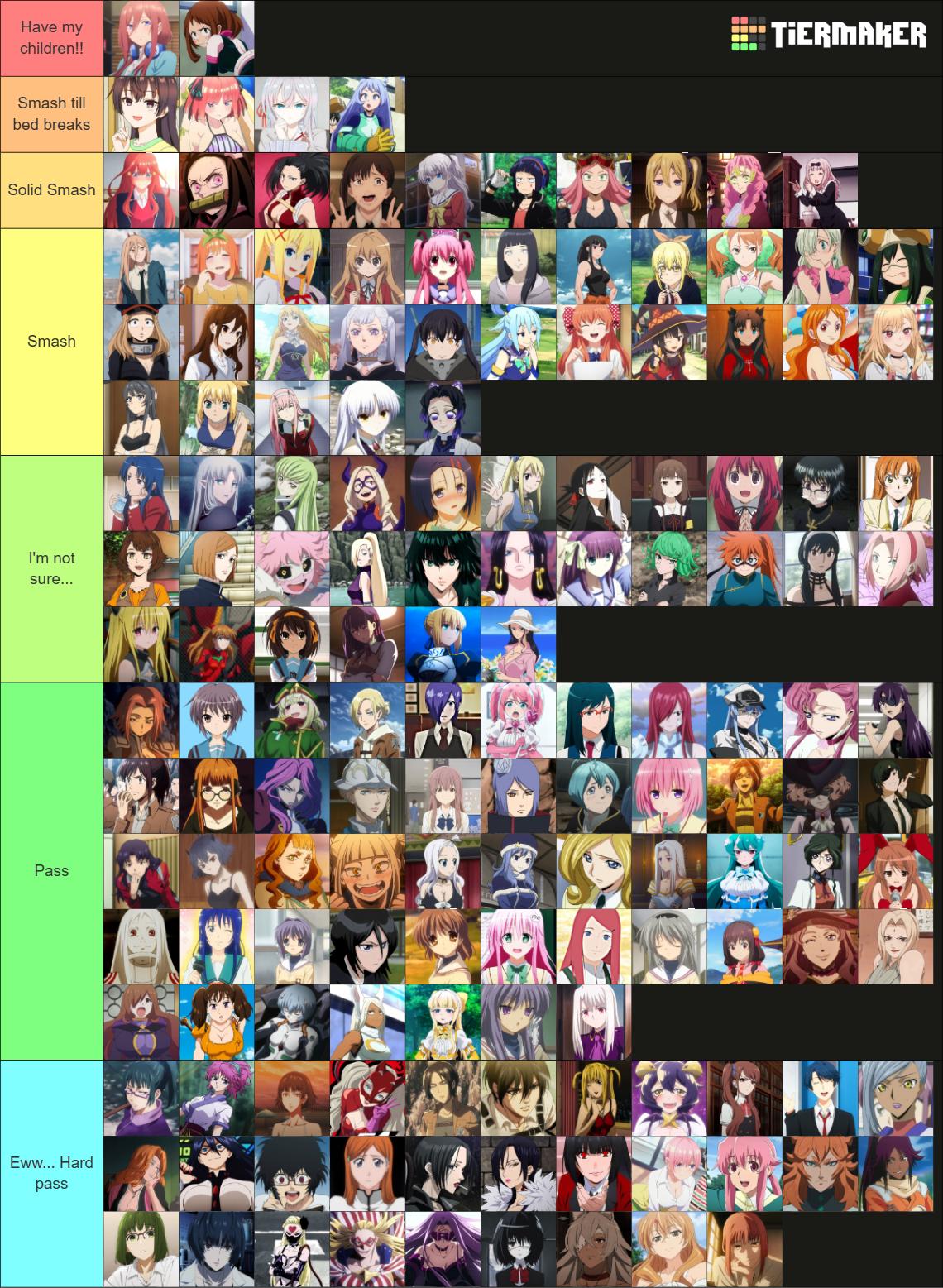 Anime Waifu: Smash or Pass Tier List (Community Rankings) - TierMaker