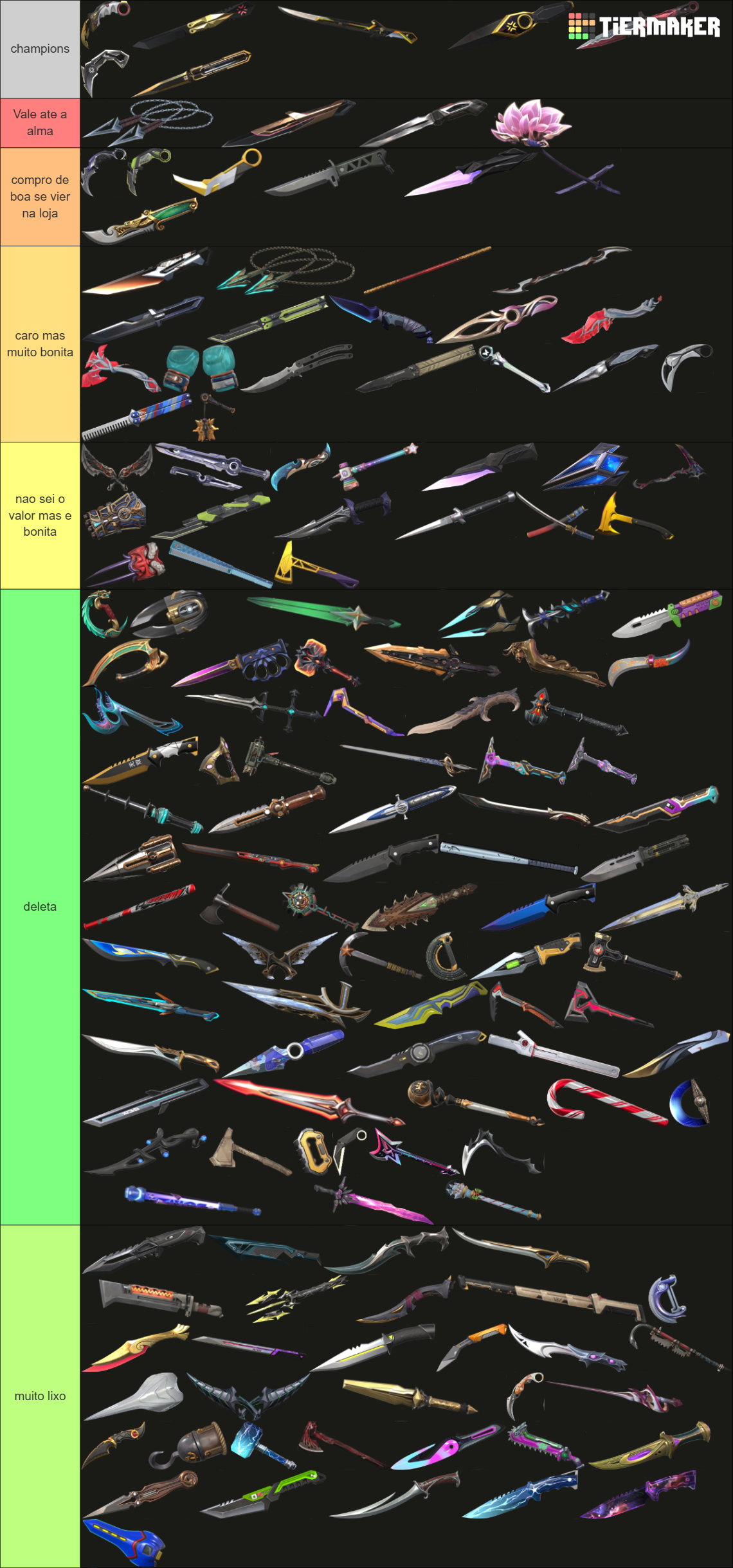 Valorant Melee / Knife Skins (January 2026) Tier List (Community ...