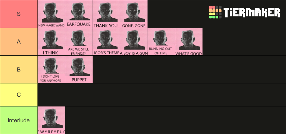 Tyler the Creator Igor Album Tier List (Community Rankings) - TierMaker