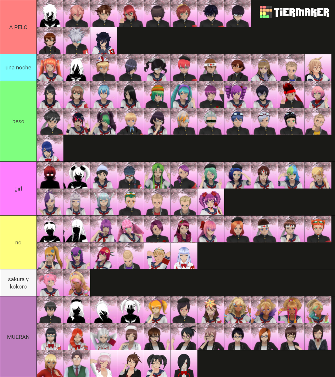 Yandere Simulator Characters Tier List (Community Rankings) - TierMaker