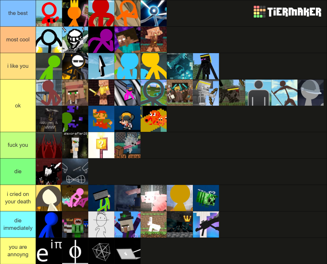 Every Major Alan Becker Character TIER LIST Tier List (Community ...