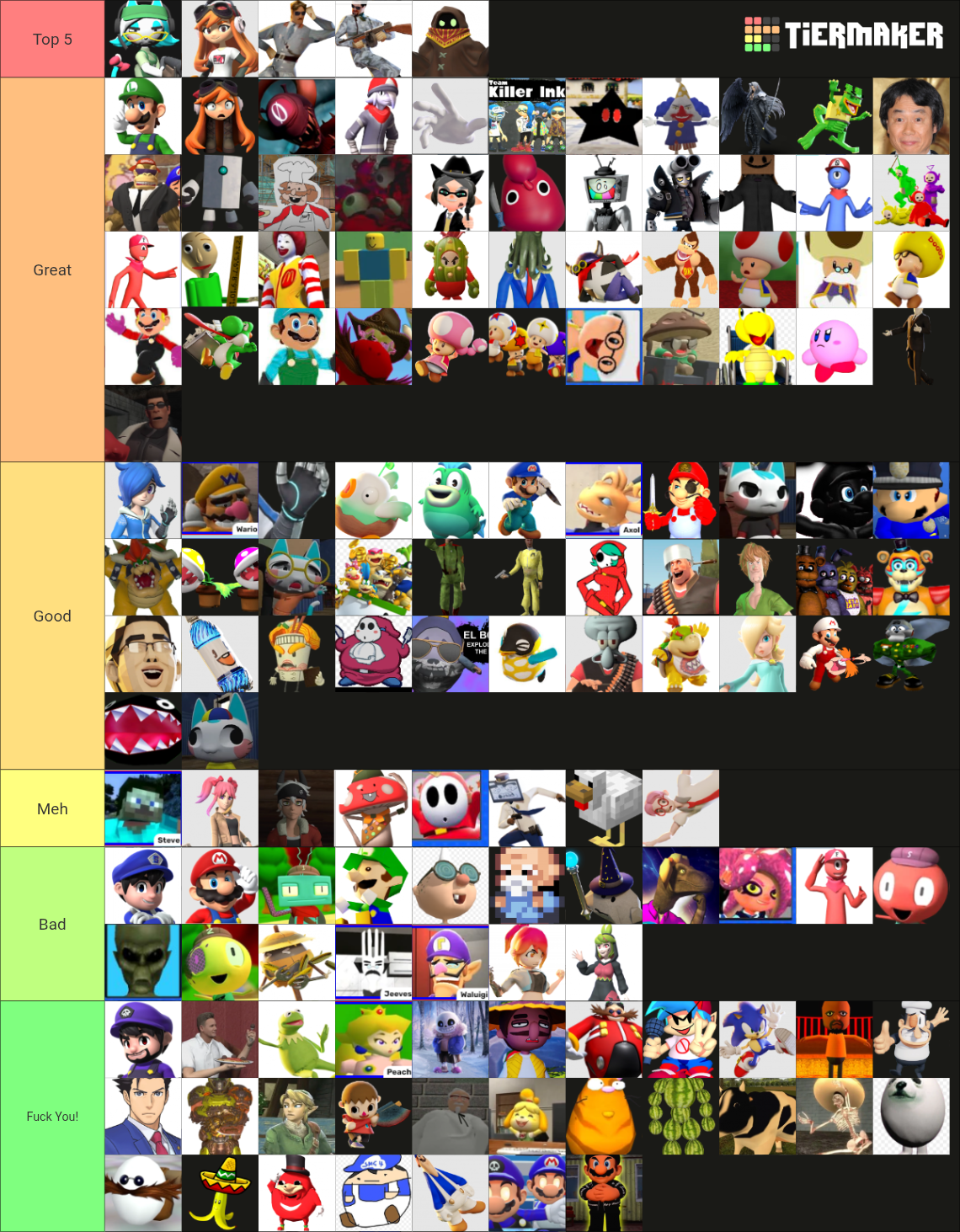 SMG4 Characters 2025 Tier List (Community Rankings) - TierMaker