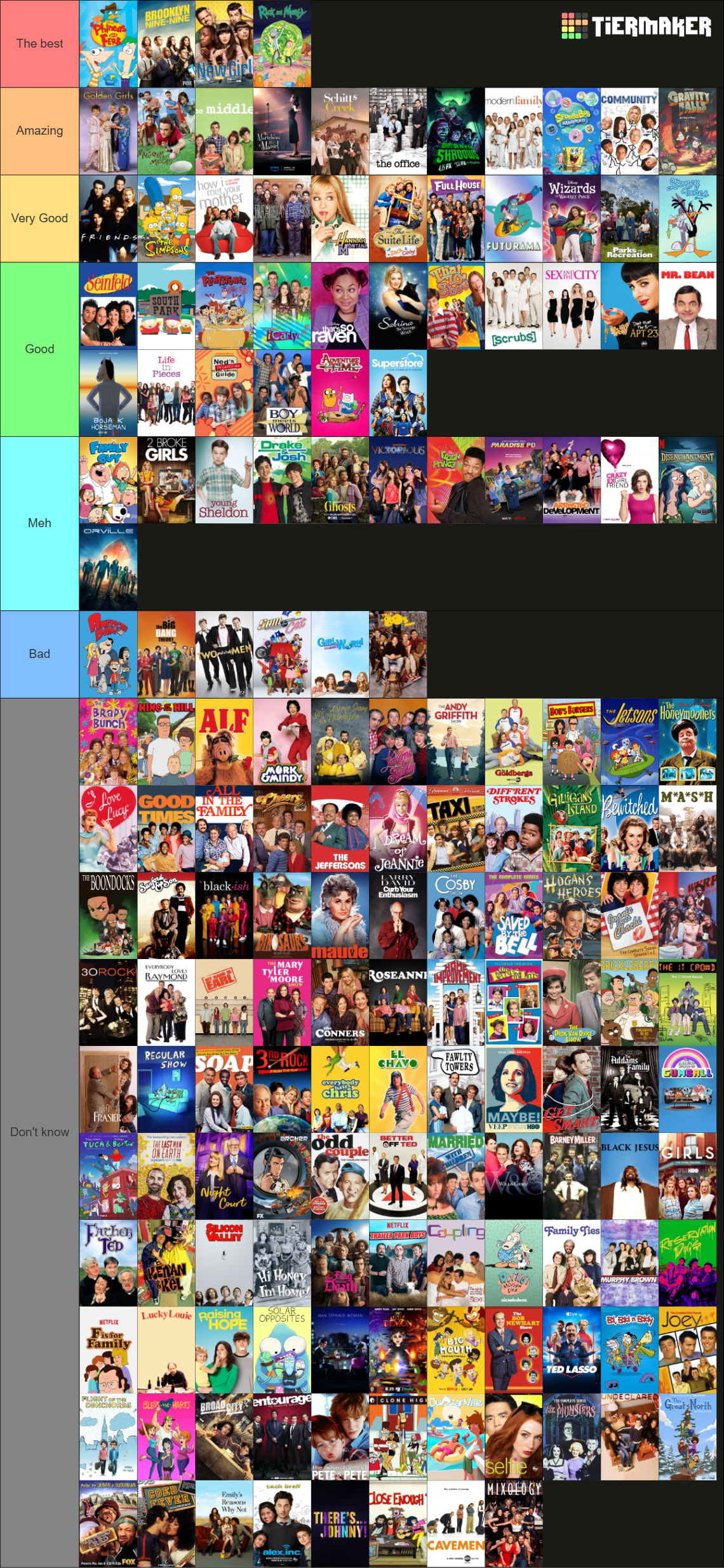 The Ultimate Sitcom List Tier List (Community Rankings) - TierMaker